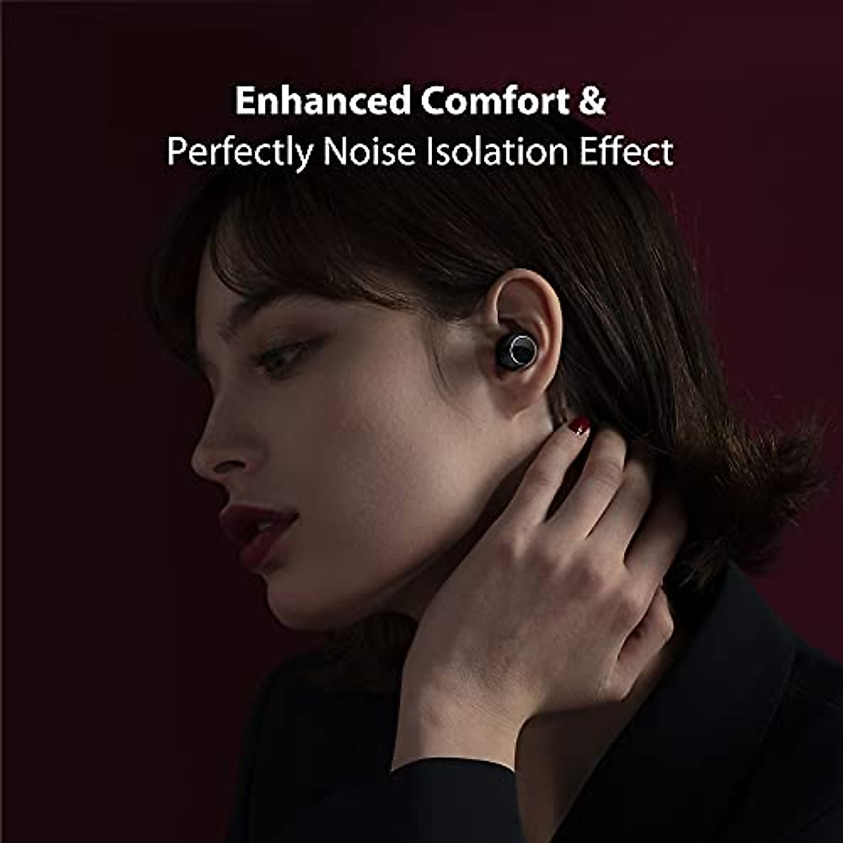 HIFI WALKER Wireless Earbuds, T10 Bluetooth Earbuds with Microphone and Touch Control, HiFi Stereo Sound Earphones in Ear, Black