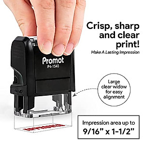 Promot Self Inking 1 Line Custom Stamp - Personalized Name Stamp for Office, Teacher, Address & Business Label Stamp - Choose Font, Ink Color, Pad, Self Inking for Personal & Professional Use - Small