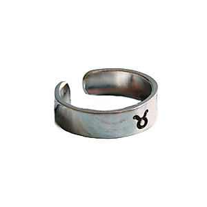 Zodiac Sign Hand Stamped Aluminum Ring for couples Boyfriend Girlfriend- Capricorn, Aquarius, Pisces, Aries, Taurus, Gemini, Cancer, Leo, Virgo, Libra, Scorpio, Sagittarius