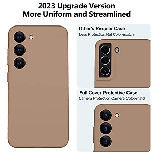 TISOOG Compatible with Galaxy S23 Case 6.1 inch-Silicone Full Cover Shockproof Protective Case with Soft Microfiber Lining Support Wireless Charging Phone Case for S23,Light Brown