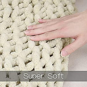 Catalonia Classic Chunky Knit Blanket, Soft & Lightweight Yarn Knitted Blanket, 50"x60" Crochet Chenille Blanket, Decorative Cable Knitted Throw Blankets for Couch, Bed, Sofa, Latte