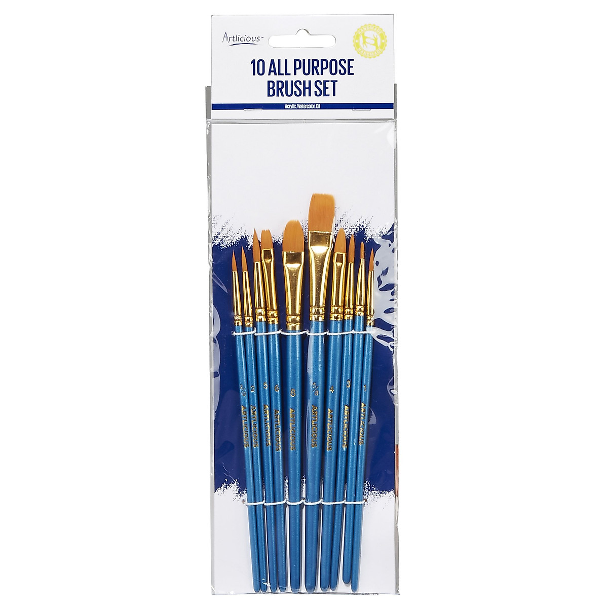 Artlicious Paint Brushes - Acrylic Paint Set and Detail Paint Brushes for Kids - Use with Craft, Watercolor, Oil, Gouache Paints, Face Art, Washable Paints, Miniature Detailing and Rock Painting