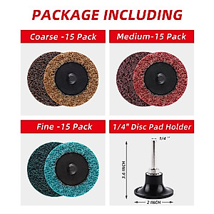 LUCKUT Quick Change Discs 2 Inch Roll Lock- 46pcs, 1/4'' Holder Surface Discs for Die Grinder Surface Strip Rust Paint Removal (46)