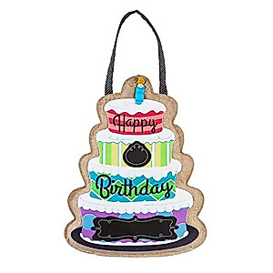 Evergreen Flag Classic Colorful Happy Birthday Burlap Door Decor - 14 x 18 Inches Fade and Weather Resistant Outdoor Front Door Decor For Homes, Yards and Gardens