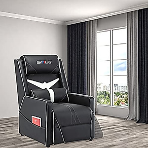 Gaming Recliner Gamer Chair for Adults - PU Leather Gaming Sofa Comfortable Movie Theater Chairs Ergonomic Single Couch for Living Game Room - White