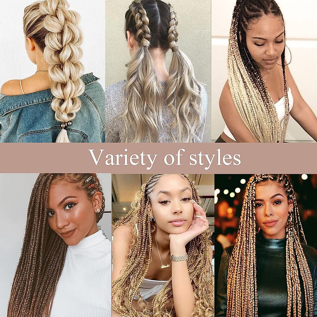Pre-Stretched Braiding Hair Extensions 26 Inch 6 packs Ombre Braiding Hair Hot Water Setting Professional Soft Yaki Synthetic Crochet Braids（Ombre Brown）