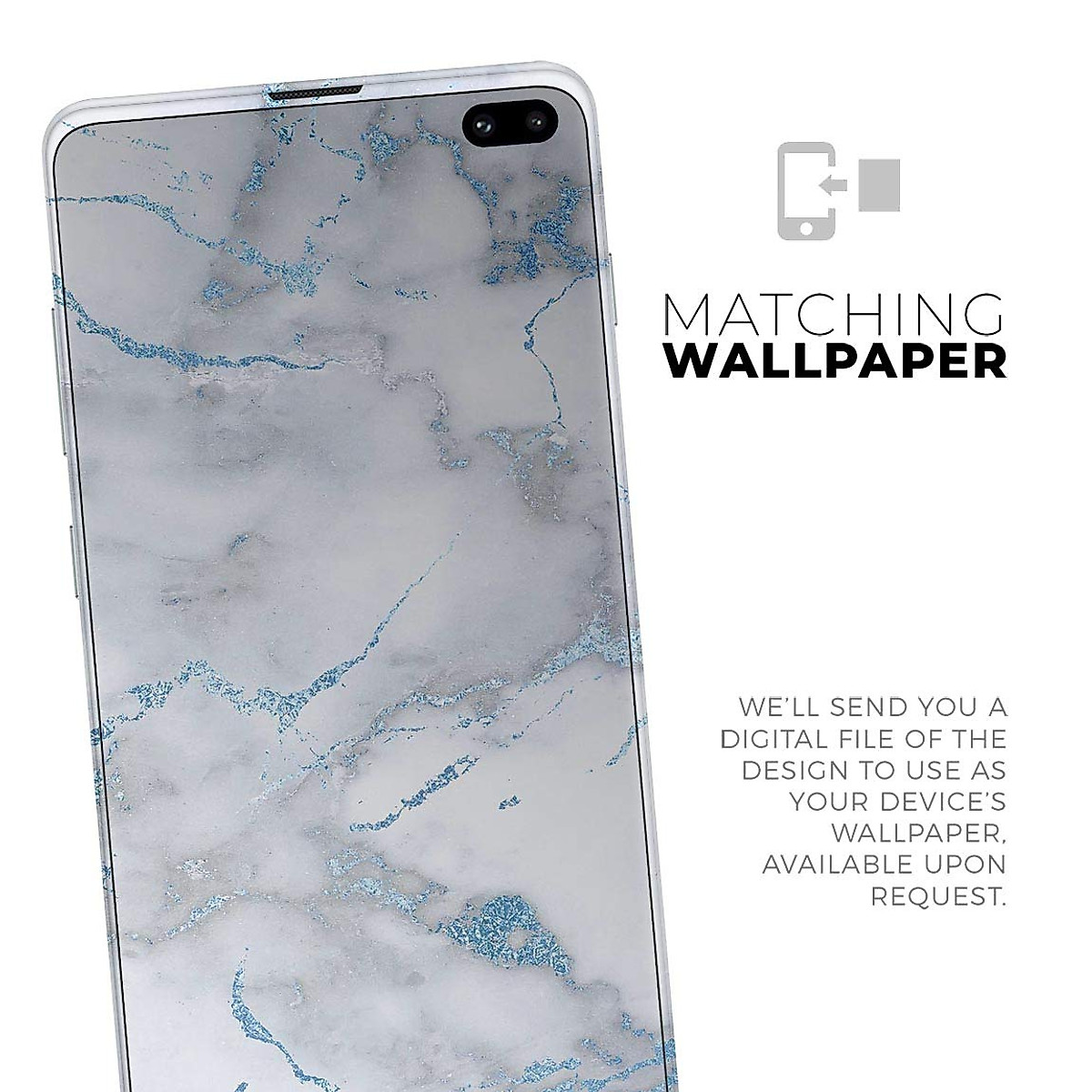 DesignSkinz Marble & Digital Blue Frosted Foil V3 Protective Vinyl Decal Wrap Skin Cover Compatible with The Samsung Galaxy S20 (Screen Trim & Back Glass Skin)