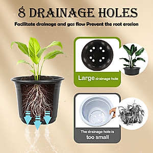 TAQIXI 100 Packs Nursery Pots, 4 5 6 Inches Plastic Nursey Pots for Plants with Drainage Holes, Seed Starting Garden Pots of Flower Plant Container for Succulents, Transplanting (100, 4 Inch)