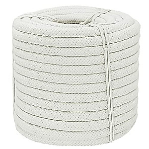 YUZENET Braided White Cotton Rope (5/8 inch x 100 ft) Natural Soft Utility Rope