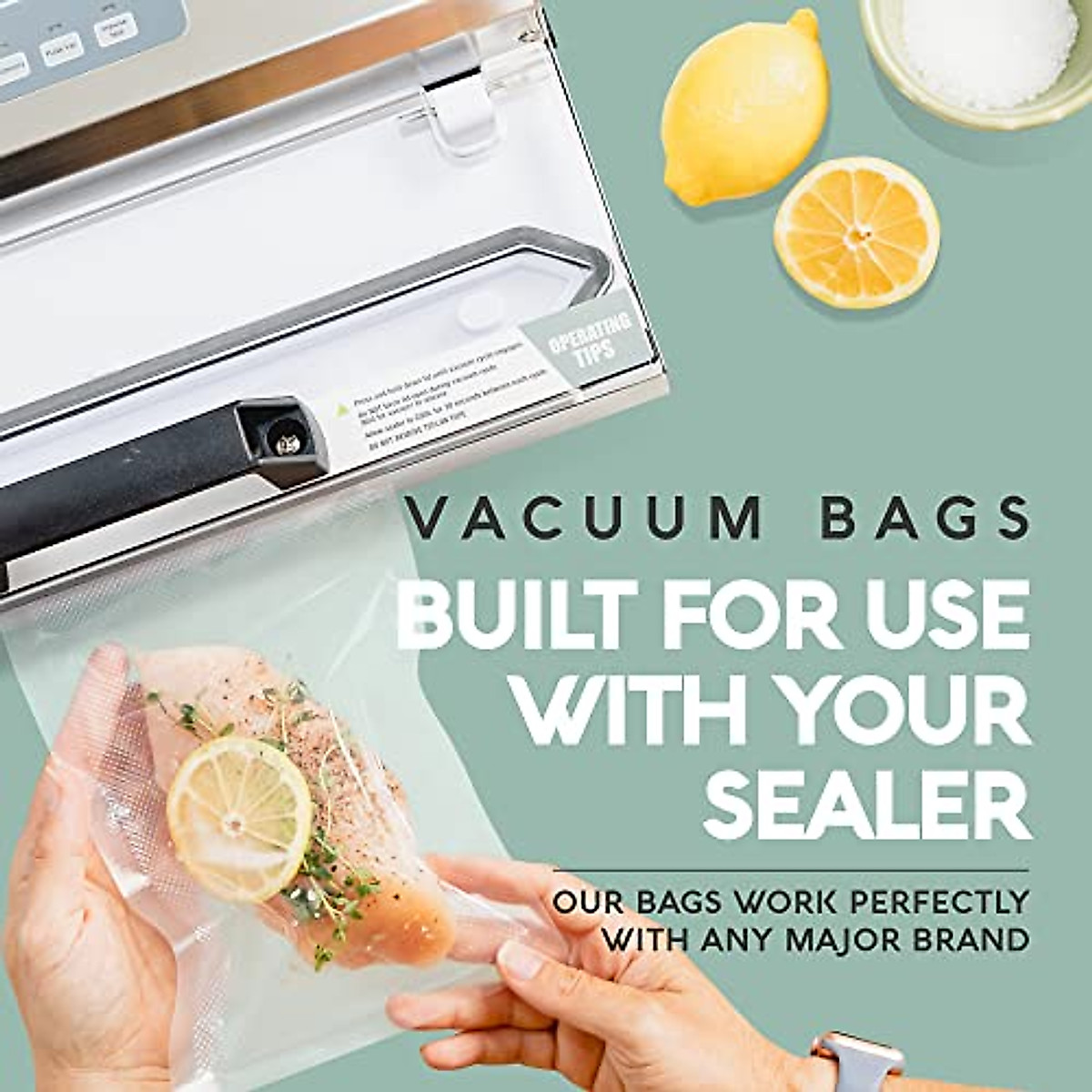 Avid Armor Vacuum Sealer Bags 100 Gallon 11"x16" for Food Saver, Seal a Meal Vac Sealers BPA Free, Heavy Duty Commercial Grade, Mea Prep and Sous Vide Vaccume Safe, Universal Design Pre-Cut Bag