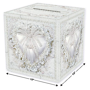 Beistle Durable Paper Card Box Wedding Party Supplies Anniversary Decorations, 12" x 12", White