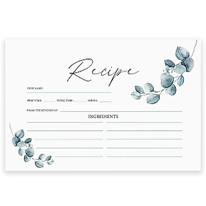 Premium Recipe Cards Double Sided- 4x6 Inches Thick Recipe Card with Plenty of Writing Space - Set of 50 Blank Recipe Cards - Ideal Recipe Cards for Bridal Shower, Weddings,Graduation and Mother's Day