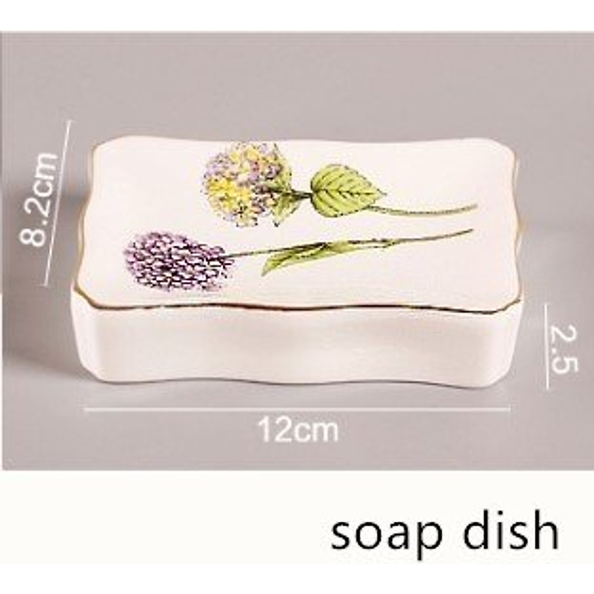JruF Dandelion Love Ceramic 5 Piece Set Of Bathroom Accessories, Including Decorative Countertop Soap Box, Toothbrush Holder, Tumbler, Lotion Dispenser, Gift Box (Purple)