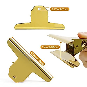 Large Bull Paper Clips Gold, Coideal 3 Pcs 145mm Big Metal File Binder Clip Clamps for Office, Food Bags (5 7/10 Inch)