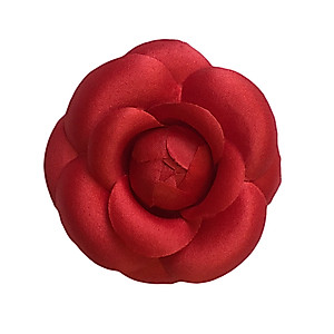 M&S Schmalberg Camellia Silk Fabric Flower Pin Brooch Flower. Red Camellia Brooch Pin - Hand-made in New York's Garment Center (American Made)