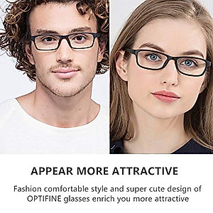 Optifine Blue Light Blocking Reading Glasses Women Men Rectangle Eyeglasses Frame Computer Magnification Reader Matt Brown +0.25