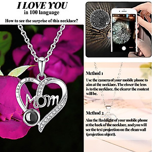 Preserved Real Purple Rose Gifts for Mom with I Love You Necklace 100 languages - Gifts Idea on Mother's Day, Valentine's Day, Birthday, Anniversary, Thanksgiving, Christmas from Daughter or Son