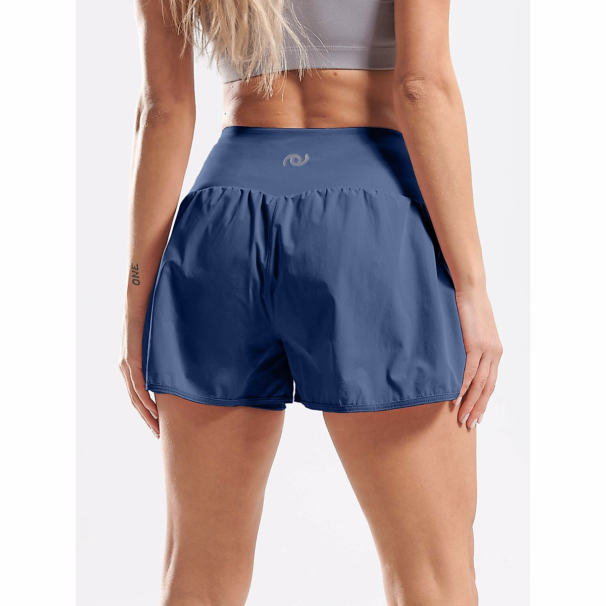 CADMUS 2 in 1 Women's Workout Shorts Athletic Gym Running Shorts for Women Sport Pro Shorts with Phone Pockets,3 Pack, Black & Gray & Navy Blue, Medium