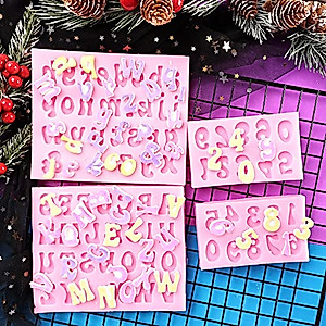 GELIFATLE Letters Molds and Numbers Molds, Silicone Fondant Mold Chocolate Molds, 0-9 Number and 26 Letters Silicone Molds for Baking Desserts and Cake Decoration (4 pack)