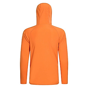 HOPATISEN Hiking Shirts Men Stretchy Sweatshirt cooling Shirt with Hood Quick Dry Fishing Shirt Swimming Boating Sailing Shirt Orange