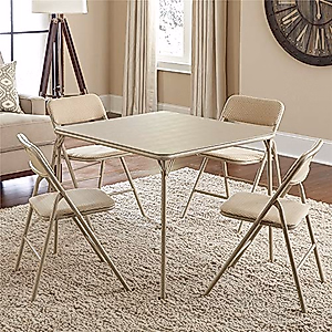 Ameriwood Home Cosco 5-Piece Folding Table and Chair Set, Tan