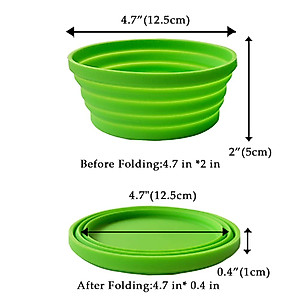 Ecoart Silicone Expandable Collapsible Bowl for Travel Camping Hiking (Green(S))