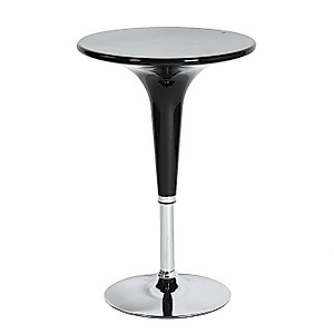 AMNOOL 24 Inch Round Bar Table High Cocktail Table Adjustable Height Margarita Cocktail Glass Shape with Round Metal Base for Living Room, Bar, Cafe (Black)