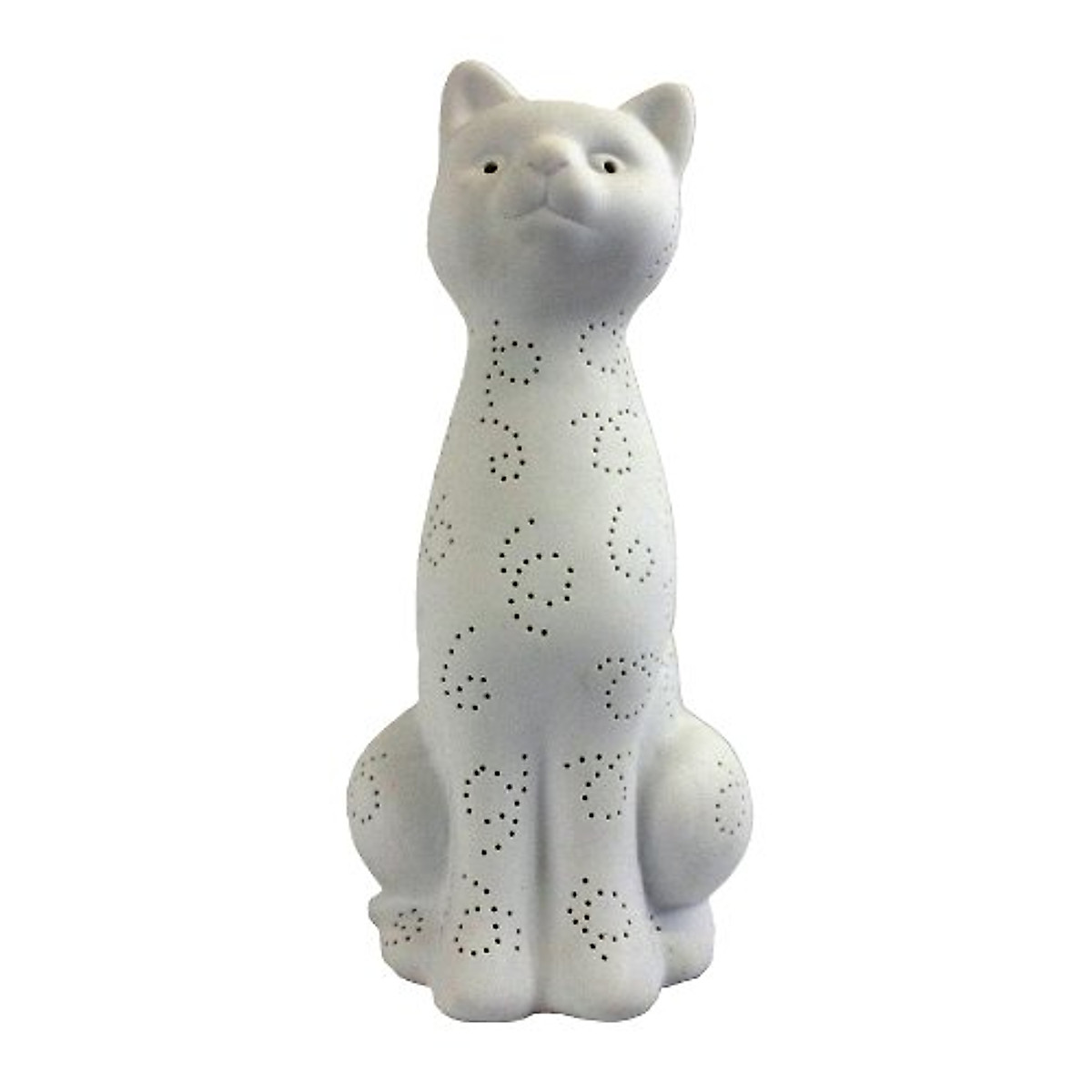 Simple Designs LT3056-WHT White Porcelain Animal Shaped Table Lamp, Kitty Cat