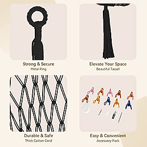 Stuffed Animal Net Or Hammock, Toy Net For Stuffed Animals, Stuffed Animal Holder With Hooks, Large Hammock For Stuffed Animals, Hanging Corner Stuffed Animal Organizer For Kids Bedroom Playroom Black