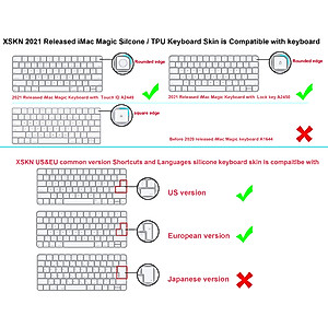 XSKN Shortcut and Language seriers Silicone Keyboard Cover Skin for 2021 New M1 Chip iMac Magic with Touch ID A2449 Lock Key A2450 Without Numeric keypad (US&EU Version Premiere Pro) K-382