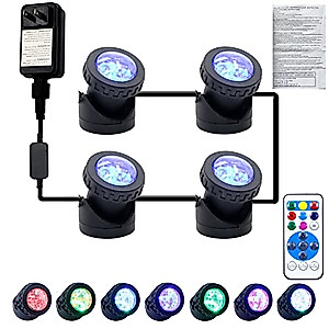 FOEERS Submersible LED Fountain Lights, 6W 500MA Waterproof Underwater Energy Saving for Fish Pond Tank Pool Water Garden (4 led Light)