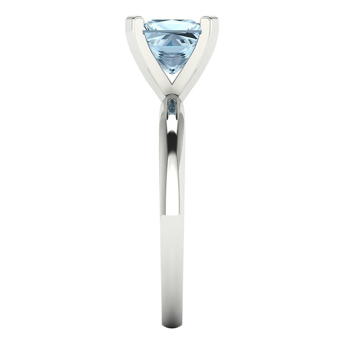 Clara Pucci 1.50 ct Princess Cut Solitaire Aquamarine Blue Simulated Diamond Bridal Wedding Anniversary Engagement Ring 14k White Gold