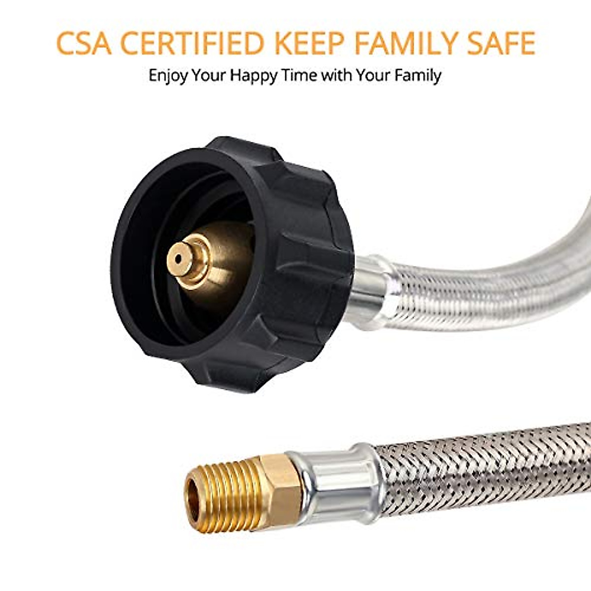 GASLAND 12 Inch Stainless Braided RV Propane Pigtail Hose for Camper, 1/4" NPT RV Propane Hose for 2-Stage Regulator, 1/4" Inverted Male NPT & QCC1 Propane Tank Hose for RV Propane Regulator, 2 Pack