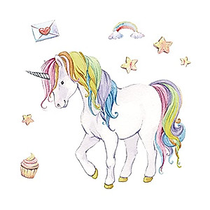 Smile Unicorn Wall Stickers, Large Size Wall Decor 27 x 23 Inch for Girls Bedroom Boys Kids Living Room Nursey Playroom