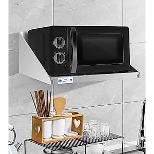 Hally Stainless Steel Microwave Shelf 24"x24" 200 lb, NSF Commercial Heavy Duty Metal Appliance Wall Mount Floating Shelving for Restaurant, Kitchen, Bar, Home and Hotel