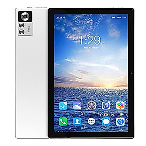 zjchao 10.1 Inch Tablet White FHD Octa Core CPU 8GB RAM 256GB ROM 7000mAh 5G WiFi 4G LTE Tablet with BT Keyboard 100‑240V (US Plug)