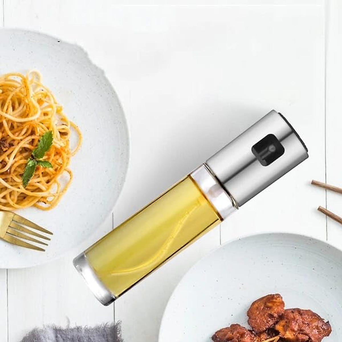 ZIZZO HOME Oil Sprayer for Cooking, 2 Pack Olive Oil Sprayer Mister, Spray Bottle for Kitchen, 100ml Glass, Oil Vinegar Spritzer Sprayer Glass Bottles for Salad, cooking, roasting, BBQ