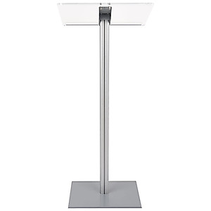 Displays2go CLRLECBNDS Floor Standing Speaking Podium, Slanted Top, Quick Assembly, Silver