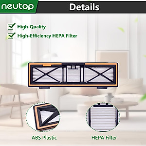 Neutop Orange Replacement H13 HEPA Filters Compatible with Neato D10, D9, D8, D7, D6, D5, D4, D3, Robotic Vacuum Cleaners, 5-Pack.