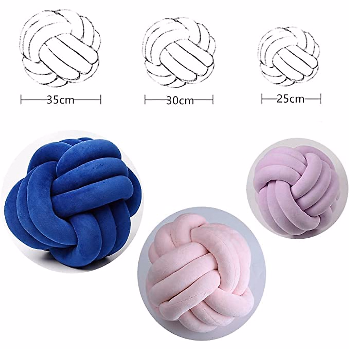 CinYana Knot Ball Throw Pillow Plush Toy Household Decoration Bed Room Office Sofa Couch Decor Simple Knotted Pillow 3-Strand Cotton Ropes Weaving (9.8", Olive Green)