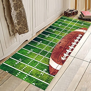 DAOPUDA Long Runner Rug for Hallway,Football Field American Sports Green Lawn Sport Game Team Competition,Area Rug Non-Slip Floor Carpet for Bedroom Indoor Entrance Door Mat Washable Kitchen Rugs