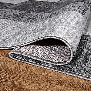 Rugshop Oslo Modern Geometric Boxes Area Rug 7'10" x 10' Gray