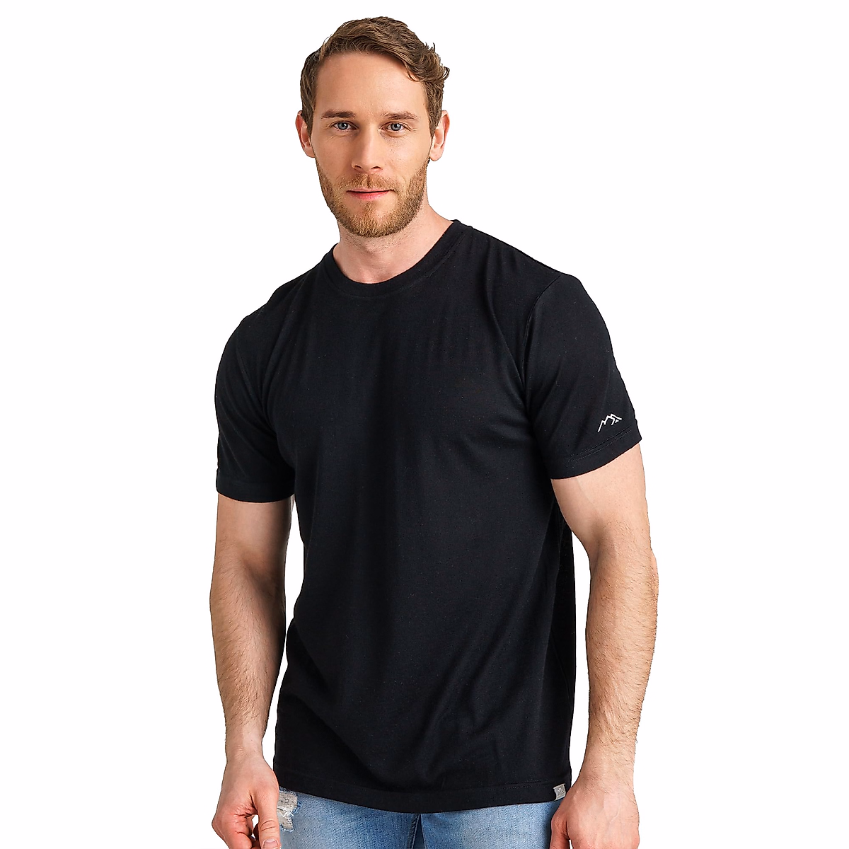 Merino.tech Merino Wool T-Shirt Mens - 100% Organic Merino Wool Undershirt Lightweight Base Layer (Heat Black, Medium)