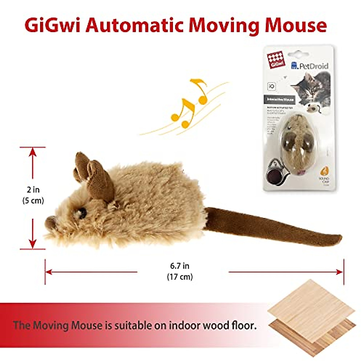 Gigwi Cat Toys for Indoor Cats, Interactive Cat Toys for Cat Exercise, Automatic Moving Kitten Toys with Real Mouse Sound