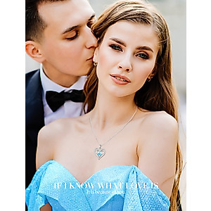 Jowaia Birthstone Necklace for Women Trendy, 925 Sterling Silver Forever Love Heart Necklace Choker, 18K White Gold Plated Simple Shiny Birthstone Jewelry Gift Necklaces for Wife Mom Girlfriend,