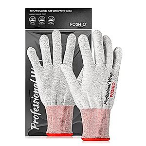 FOSHIO Vinyl Wrap Gloves, Professional Anti-Static Application Gloves, Carbon Fiber Vinyl Wrap Tool Dust-Free Non Slip Working Gloves (1 Pair)