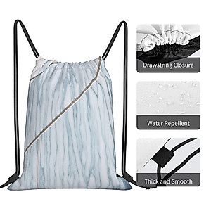 Marble Wall Drawstring Backpack For Men And Women'S Sports And Fitness Bag, Large Size, Zippered Pocket, Lightweight, Foldable And Portable For Travel