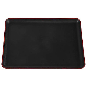 Serving Tray, Anti‑Skid 3 Sizes Wood Grain/Black Rectangular Coffee Table Tray, for Holding Food Holding Drinks(692 Korean Wood Grain)