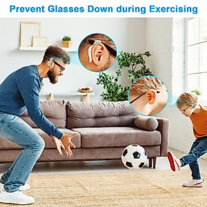 LDCREEE 12 Pairs Eyeglass Ear Grip, Anti-slip Eyeglass Holder, Premium Silicone Ear Hook, Eyeglass Temple Tips Sleeve Retainer for Glasses, Sunglasses （Black, Clear-12 Pairs）