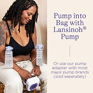 Lansinoh Breastmilk Storage Bags, 50 Count with 2 Pump Adapters, Baby Essentials, Fast Freeze & Thaw Breast Milk Bags for Baby Bottle Feeding, Superior Strength & Stretch, 6 Ounce